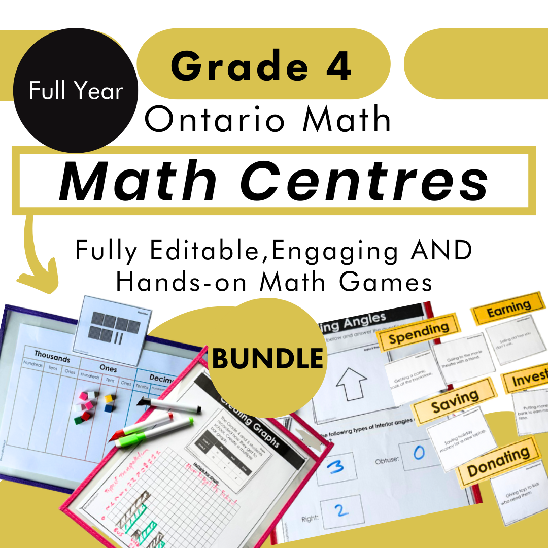 Grade 4 Math Curriculum Full Year Math Centres (activities and games ...