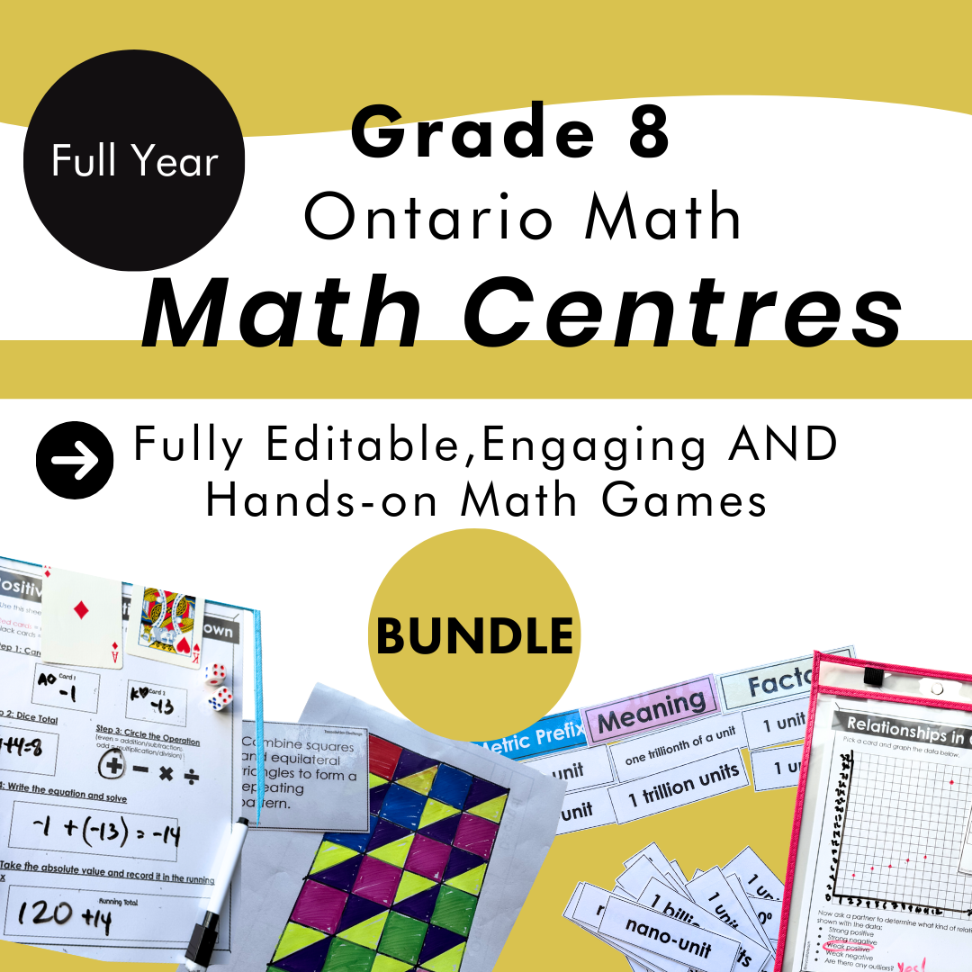 Grade 8 Ontario Math Curriculum | FULL-YEAR Math Centres | Activities ...