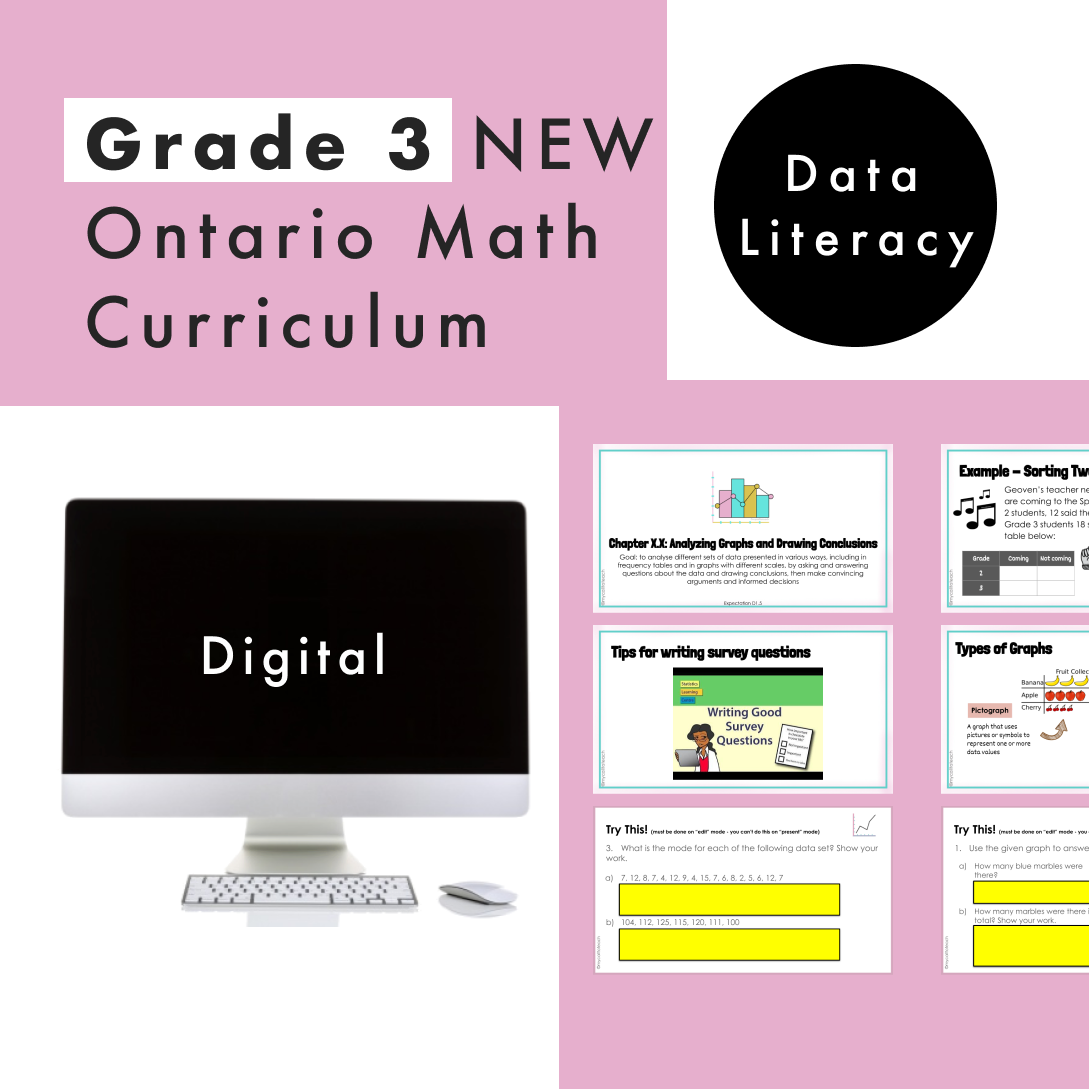 Grade 3 Ontario Math Curriculum | Data Literacy | Digital Google Slide ...