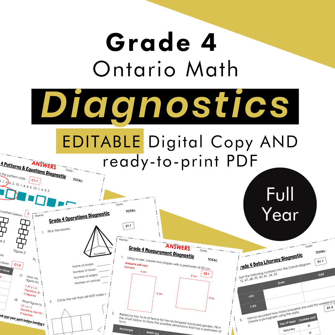 Grade 4 Ontario Math Diagnostics | Back to School | Google Slides – My ...