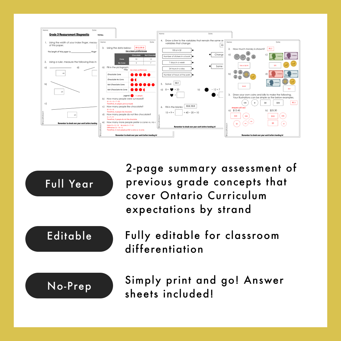Grade 3 Ontario Math Diagnostics | Back to School | Google Slides – My ...