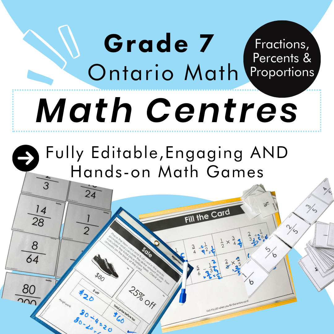 Grade 7 Ontario Math Centres | Fractions, Percents & Proportions | Goo ...