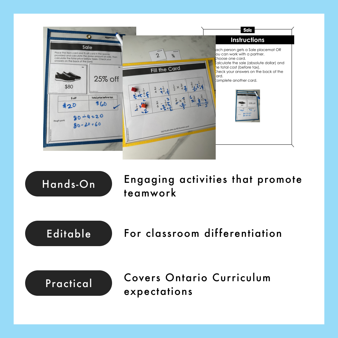 Grade 7 Ontario Math Centres | Fractions, Percents & Proportions | Goo ...