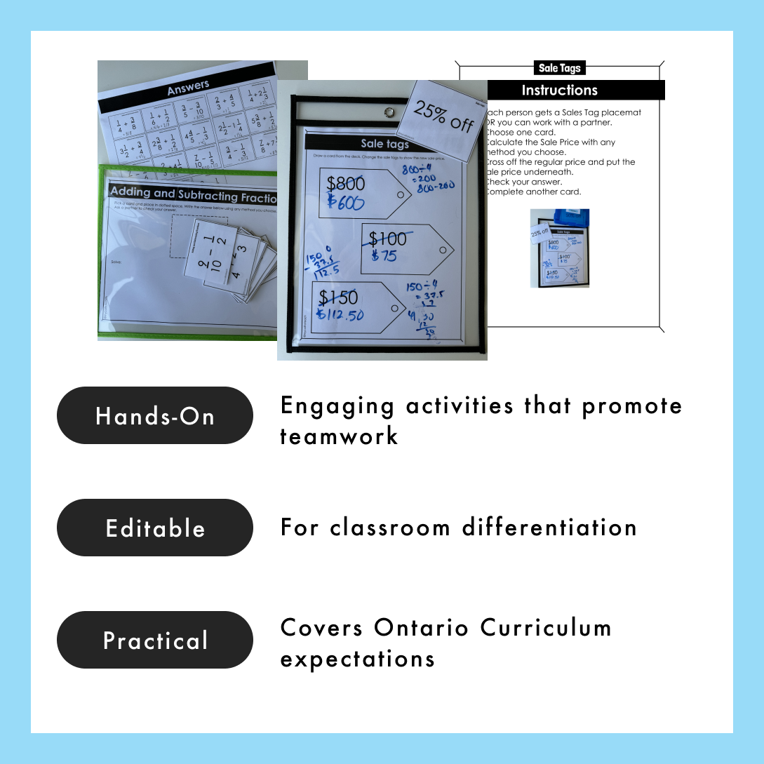 Grade 6 Ontario Math Centres | Fractions & Percents | Google Slides ...
