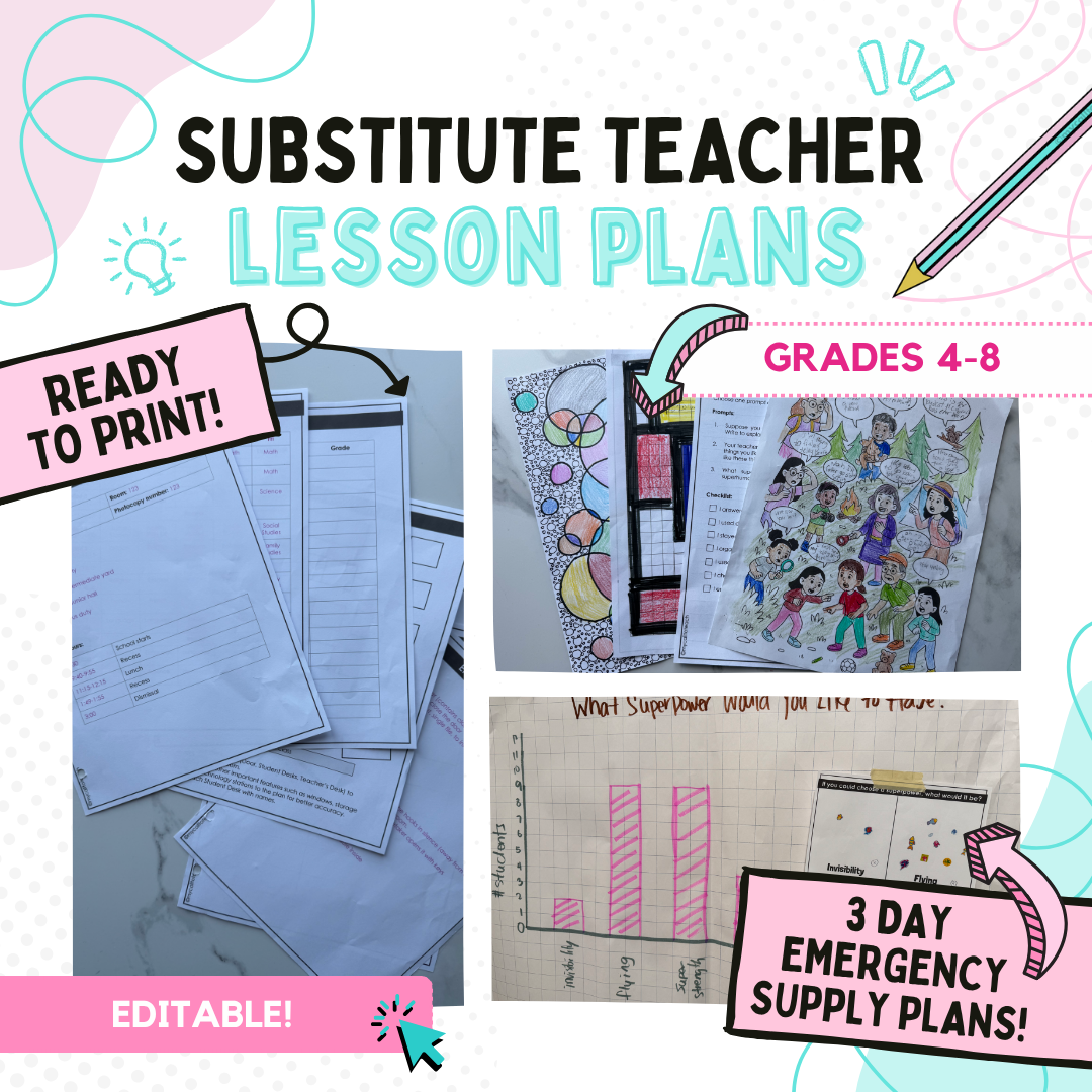 Emergency Supply Plans | Sub Plans | Substitute Lesson Plans Activitie ...