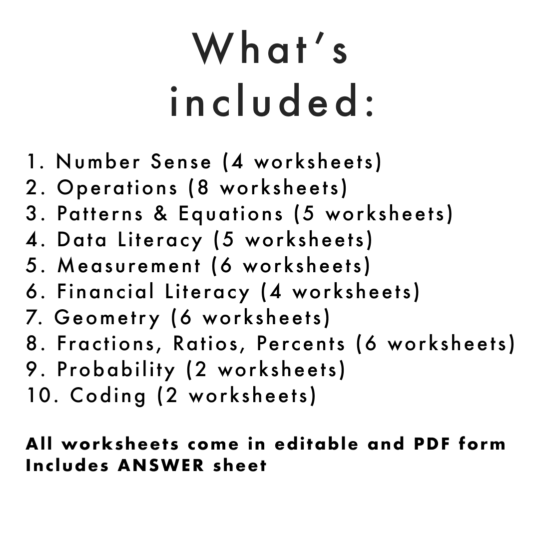 Grade 5 Ontario Math Curriculum | FULL-YEAR Worksheet Bundle | All Exp ...