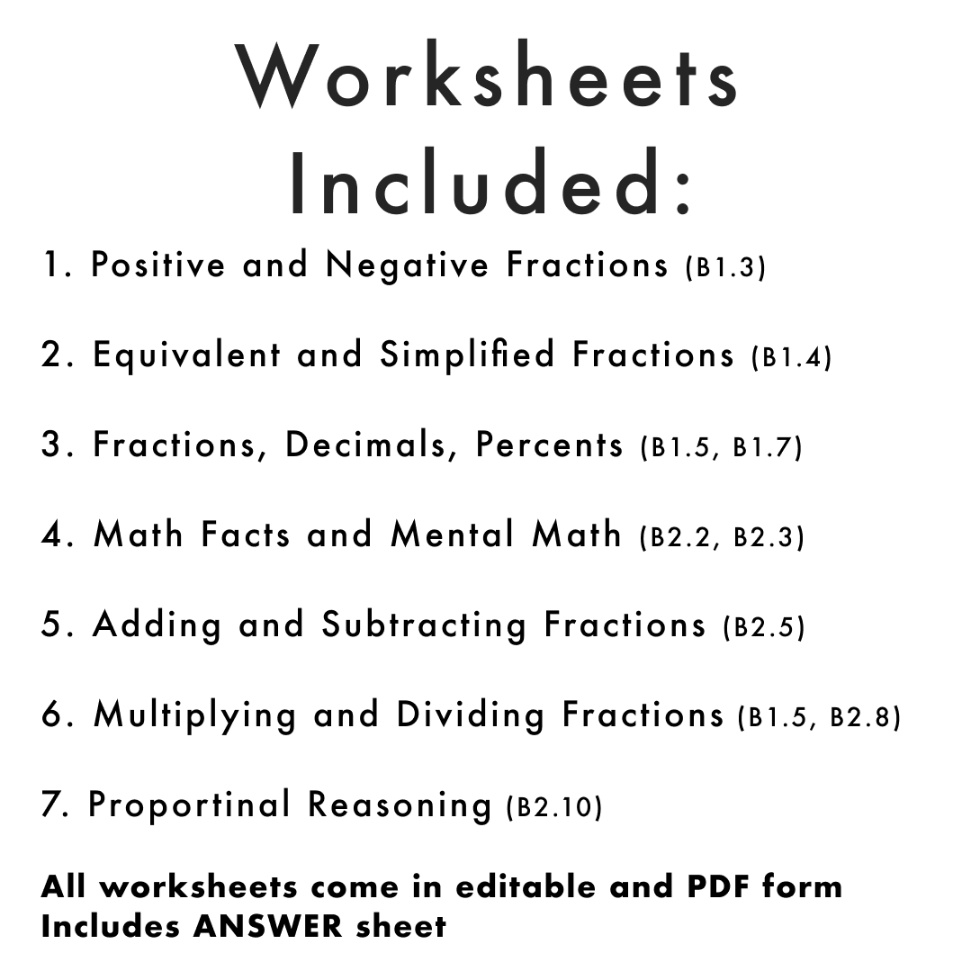 Grade 7 Ontario Math Worksheets | Fractions, Percents, Proportions | P ...