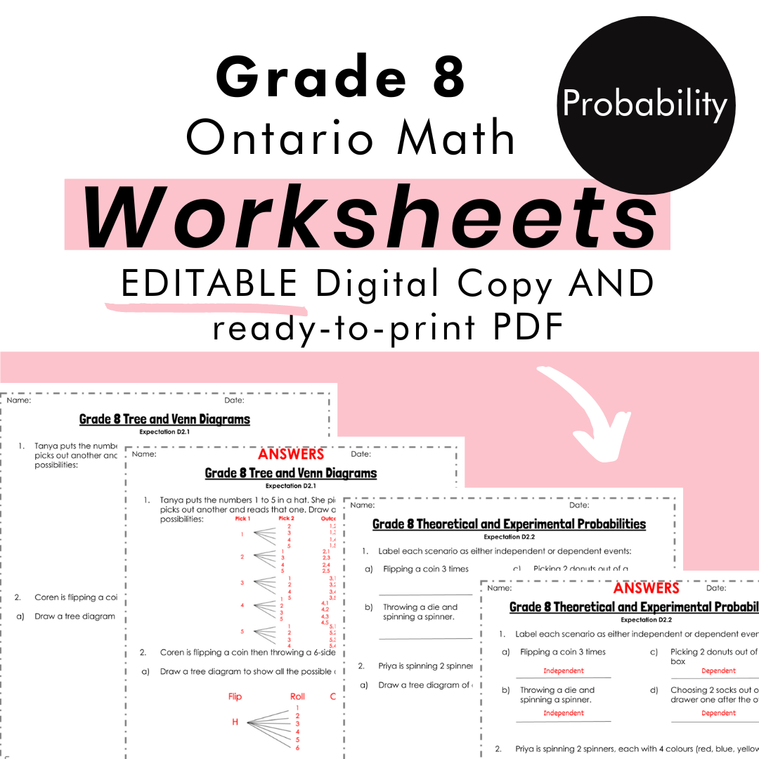 Grade 8 Ontario Math Worksheets | Probability | PDF and Google Slides ...