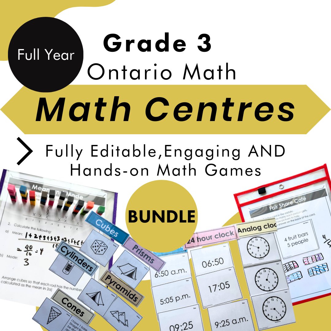 Grade 3 Ontario Math Curriculum | FULL-YEAR Math Centres | Activities ...