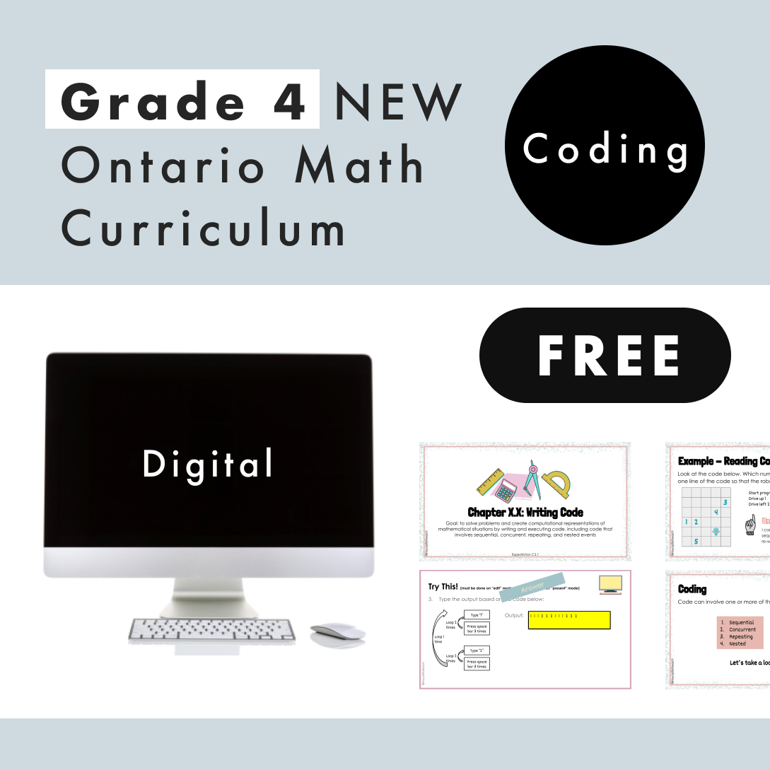 FREE Grade 4 Ontario Math Curriculum | Coding | Digital Slides and For – My Call to Teach