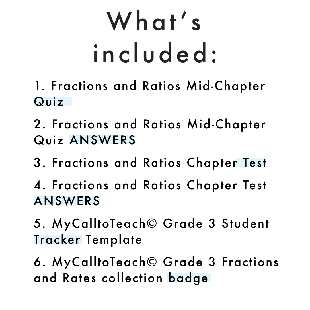 Grade 3 Ontario Math - Fractions and Ratios Assessments - PDF + Google ...