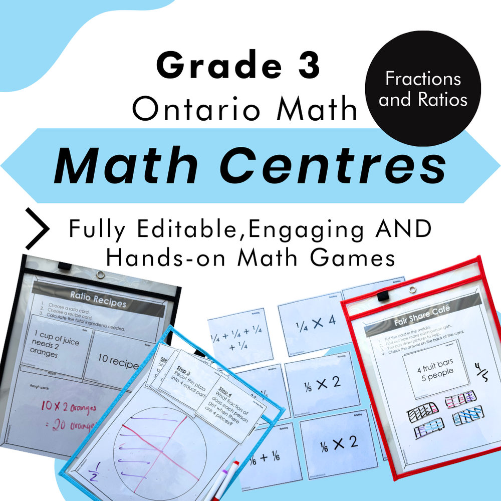 Grade 3 Ontario Math Centres | Fractions & Ratios | Google Slides – My ...