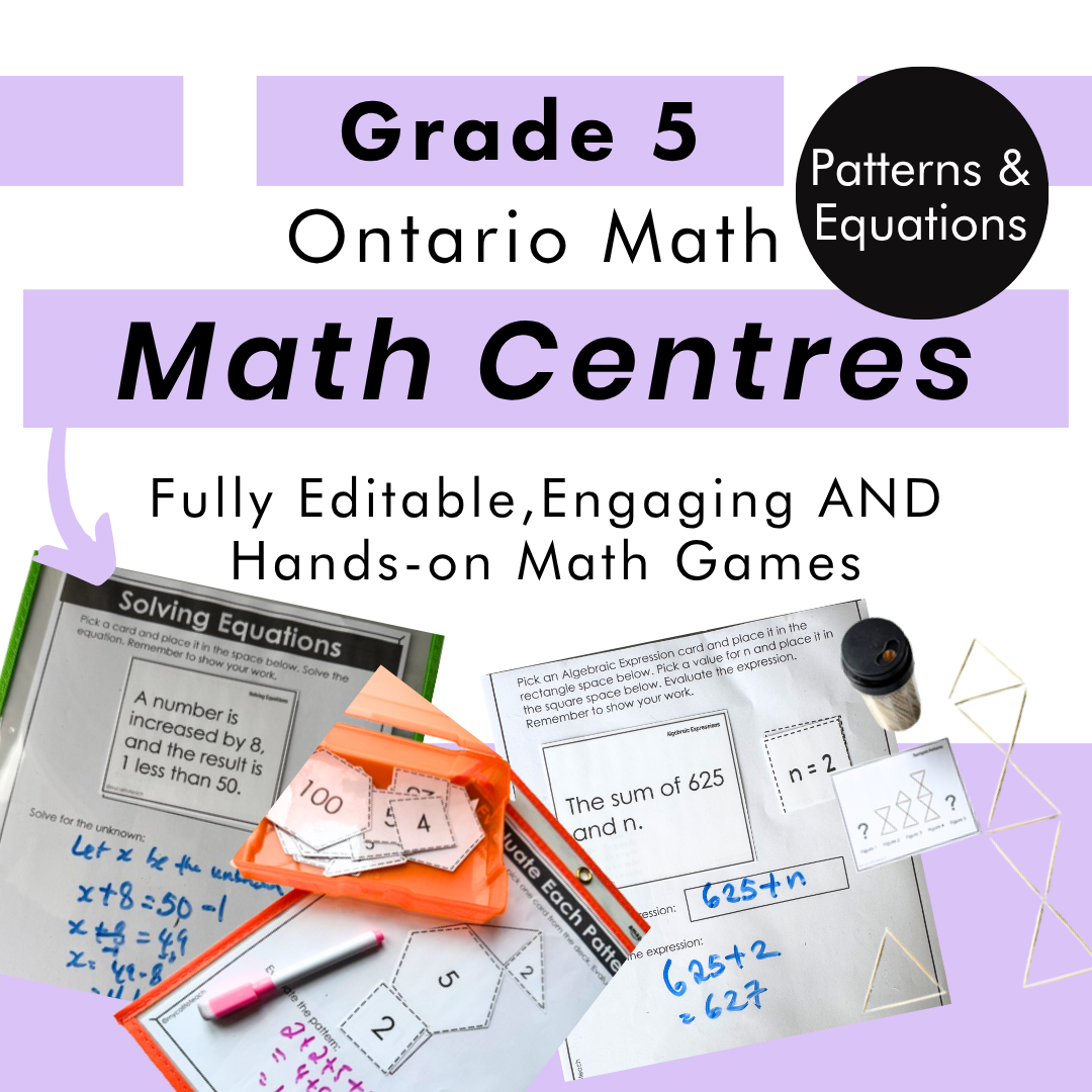 Grade 5 Ontario Math Centres | Patterns & Equations | Google Slides ...