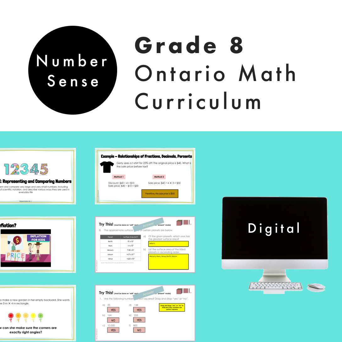 Grade 8 Ontario Math Curriculum | Number Sense | Digital Google Slides ...